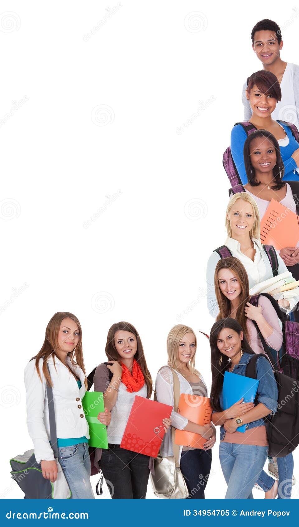 Large Group of Female Students Stock Image - Image of jeans, education ...