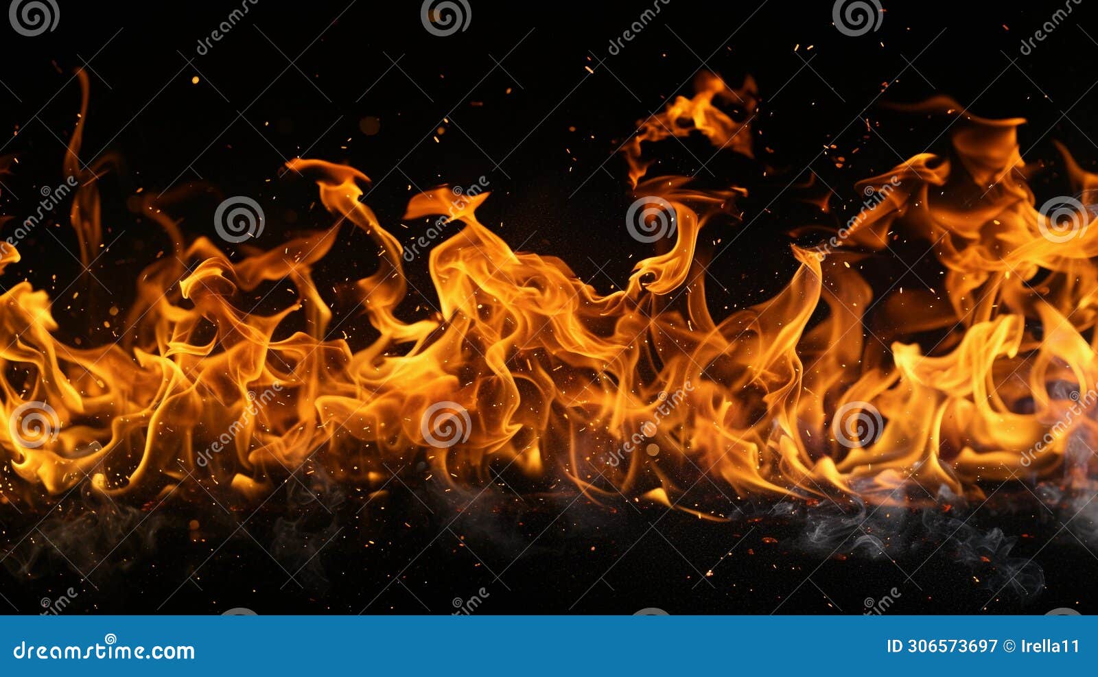 A Large Group of Fire Flames Against a Black Background Stock ...