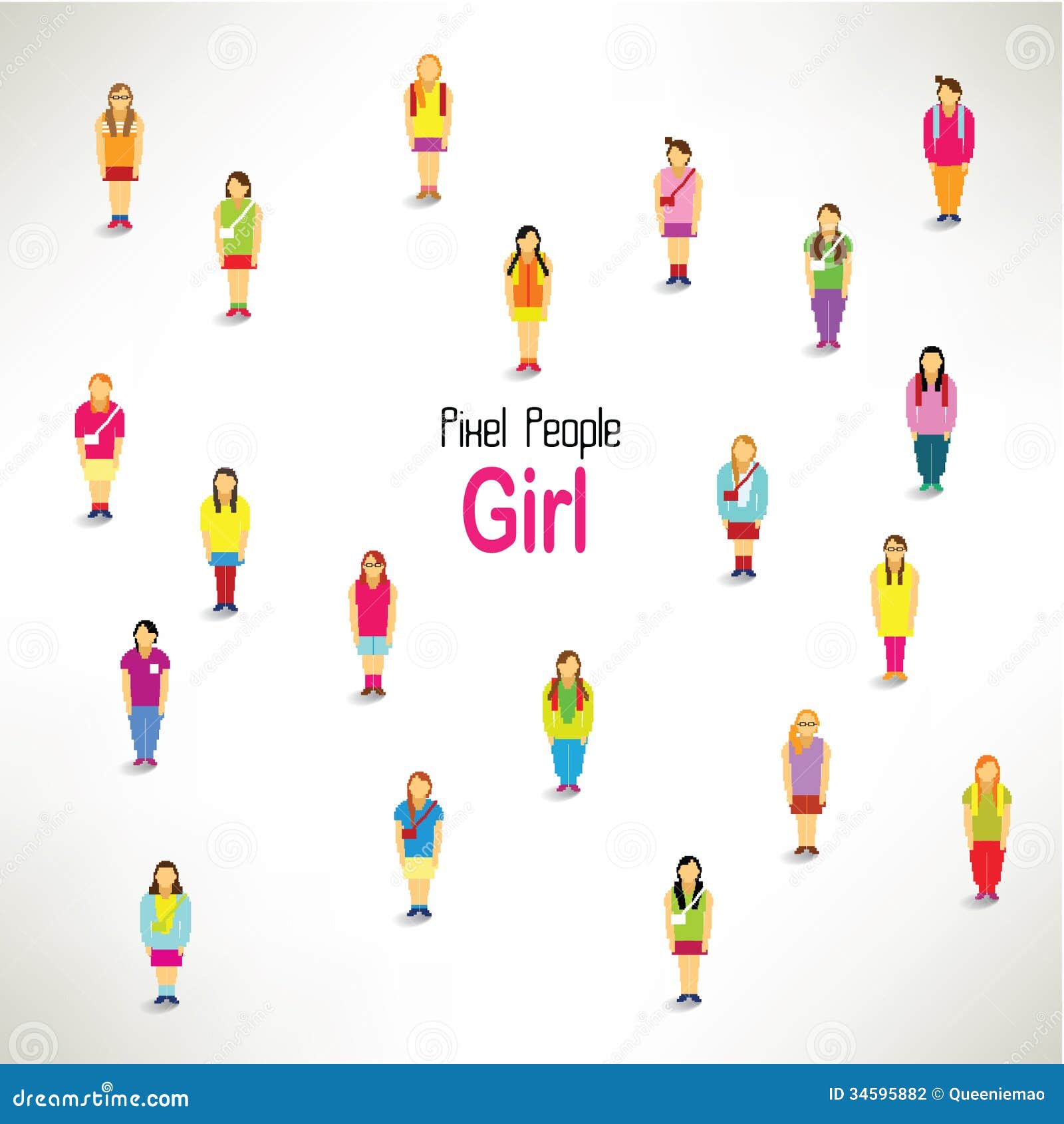 A Large Group of Girls Gather Design Stock Vector - Illustration of ...