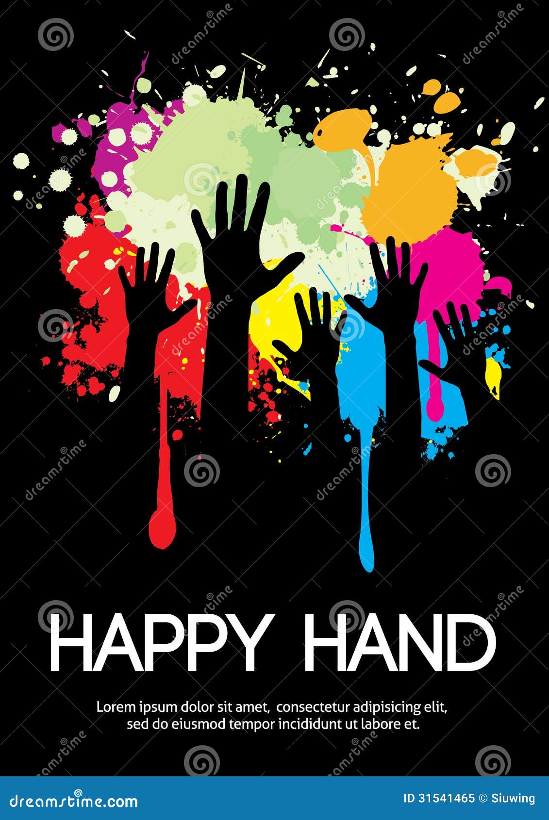 Large Group of Happy Hands Design with Copy Space. Stock Vector ...