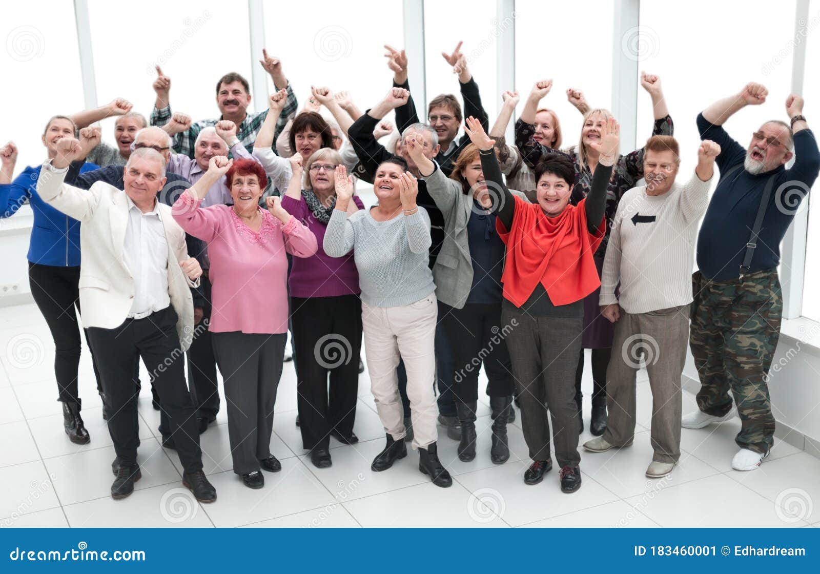 Large Group of Happy People Applauding Thier Team Victory Stock Image ...