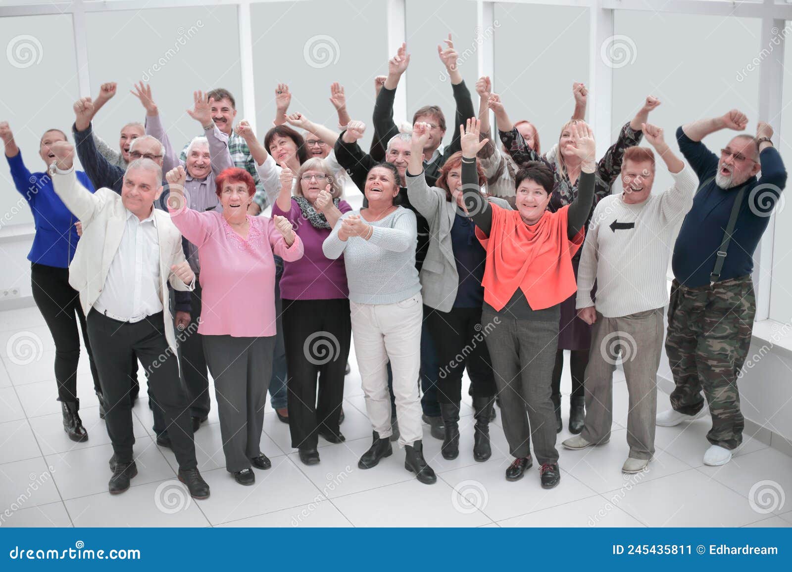 Large Group of Happy People Applauding Thier Team Victory Stock Image ...