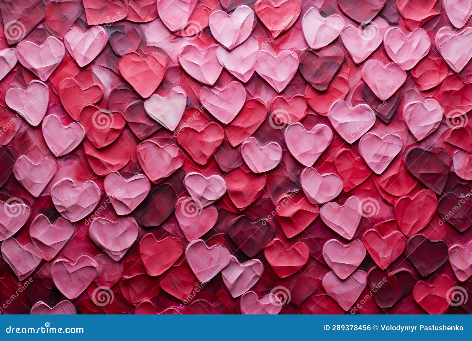 Large Group of Hearts are Arranged in Pattern of Pink and Red ...