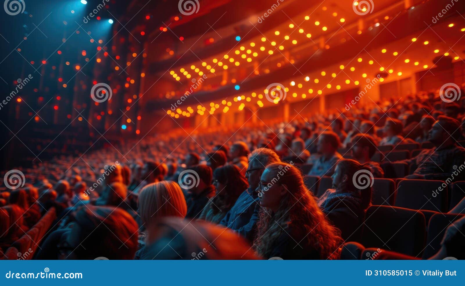 A Crowd of People Sitting in a Theater. Generative AI. Stock Image ...