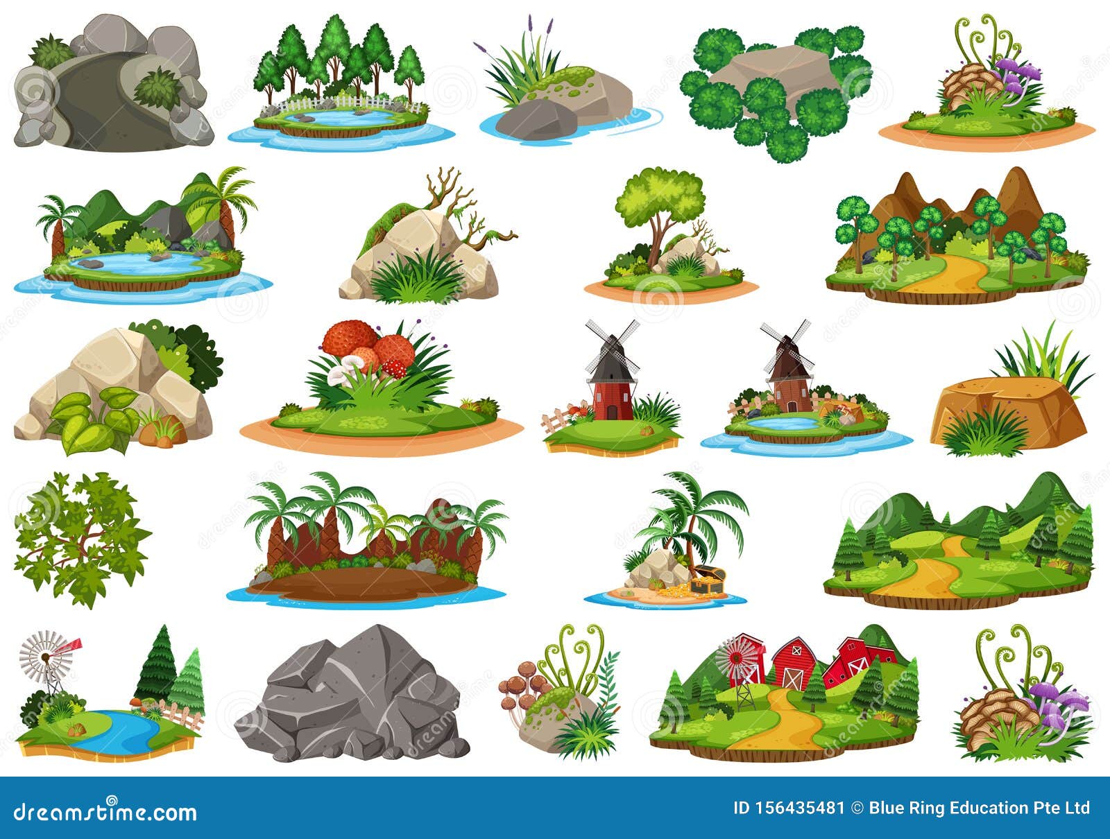 Large Group of Isolated Objects Theme - Nature Stock Illustration ...