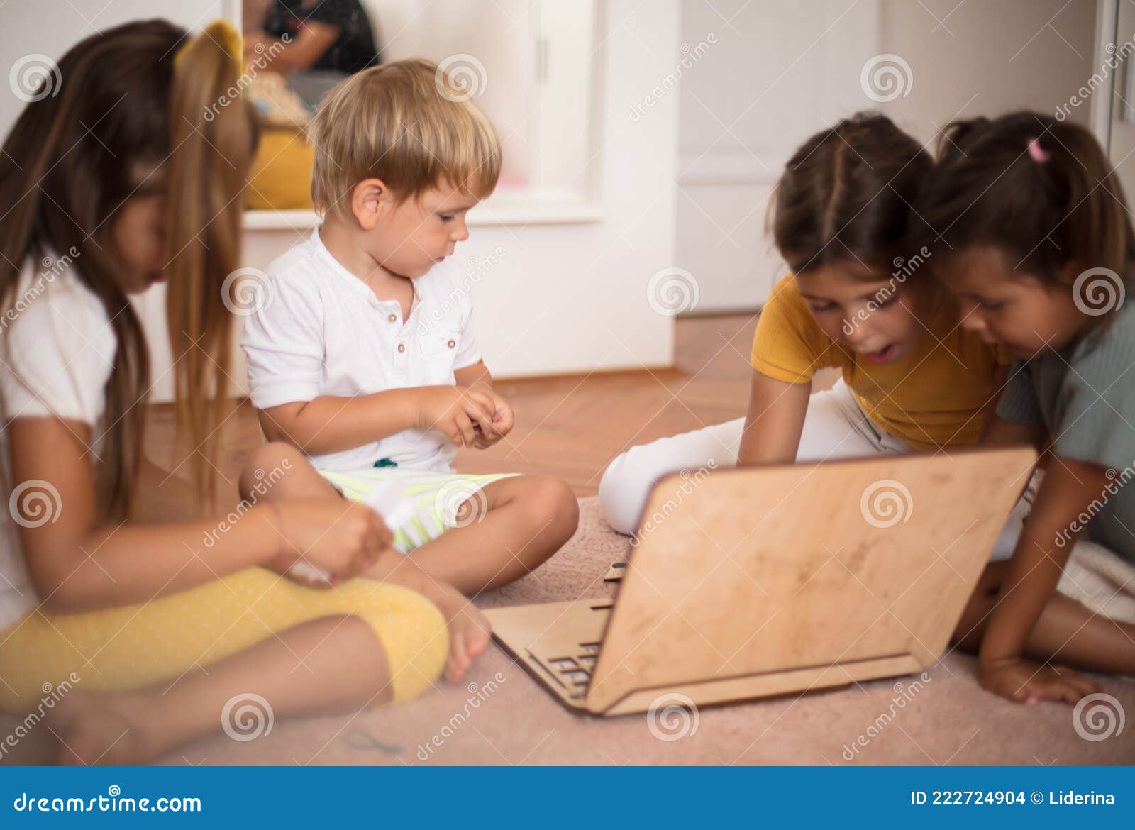 Large Group of Kids Playing Interactive Games Stock Photo - Image of ...