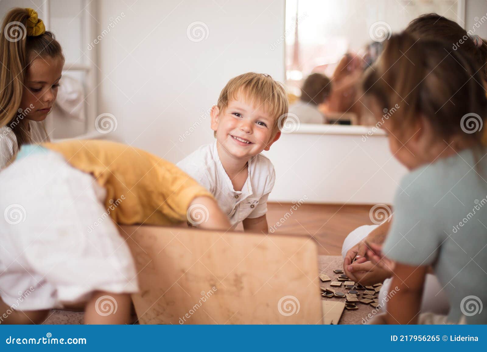 Large Group of Kids Playing Interactive Games. Stock Image - Image of ...