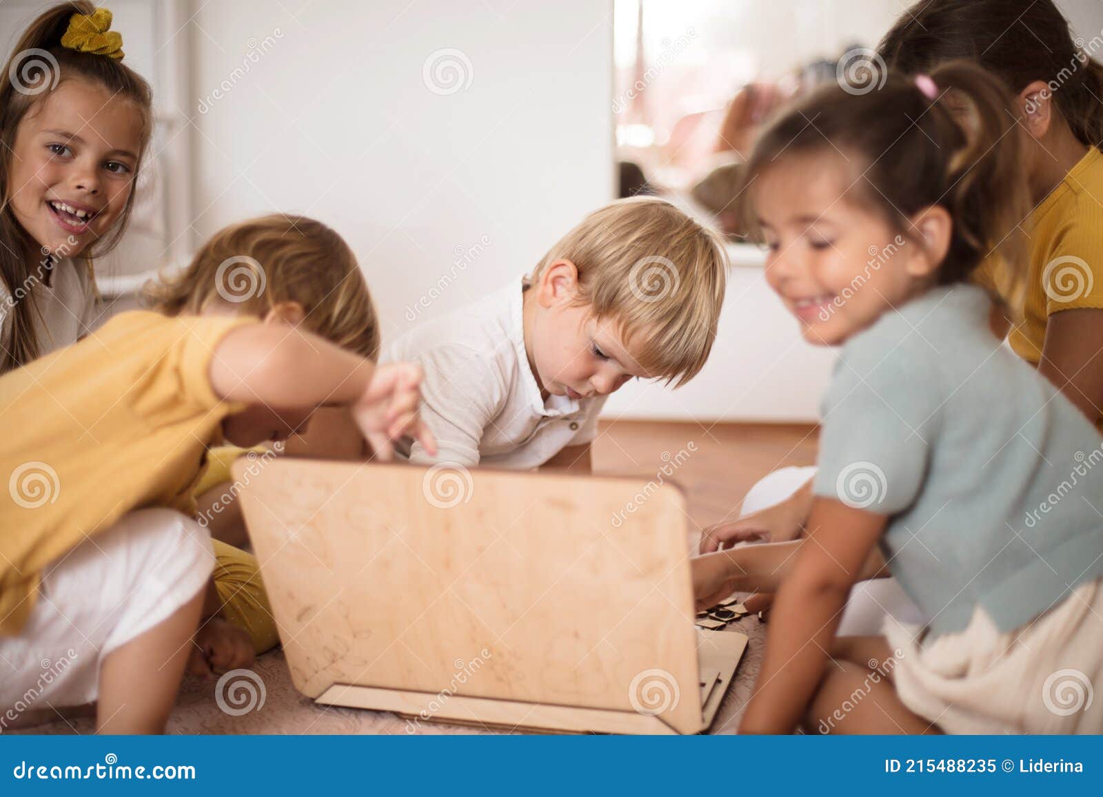Large Group of Kids Playing Interactive Games Stock Image - Image of ...