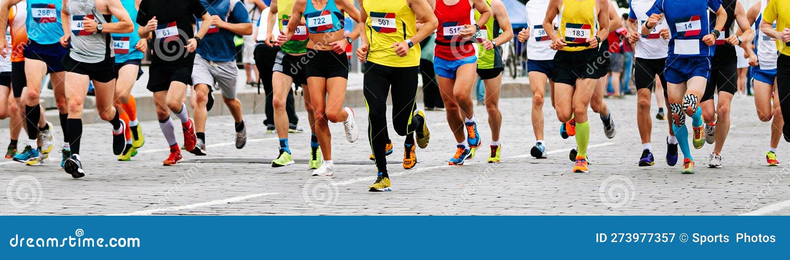 Large Group Male and Female Runners Run Marathon Stock Image - Image of ...