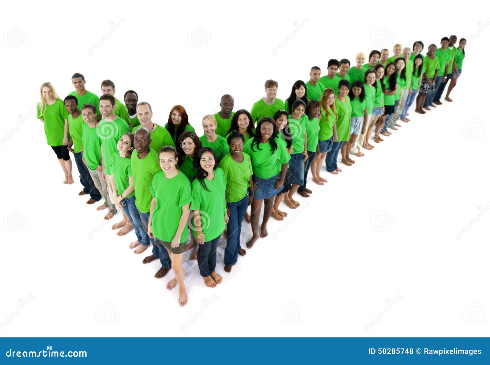 Large Group Multi-Ethnic People Making Tick Shape Stock Photo - Image ...