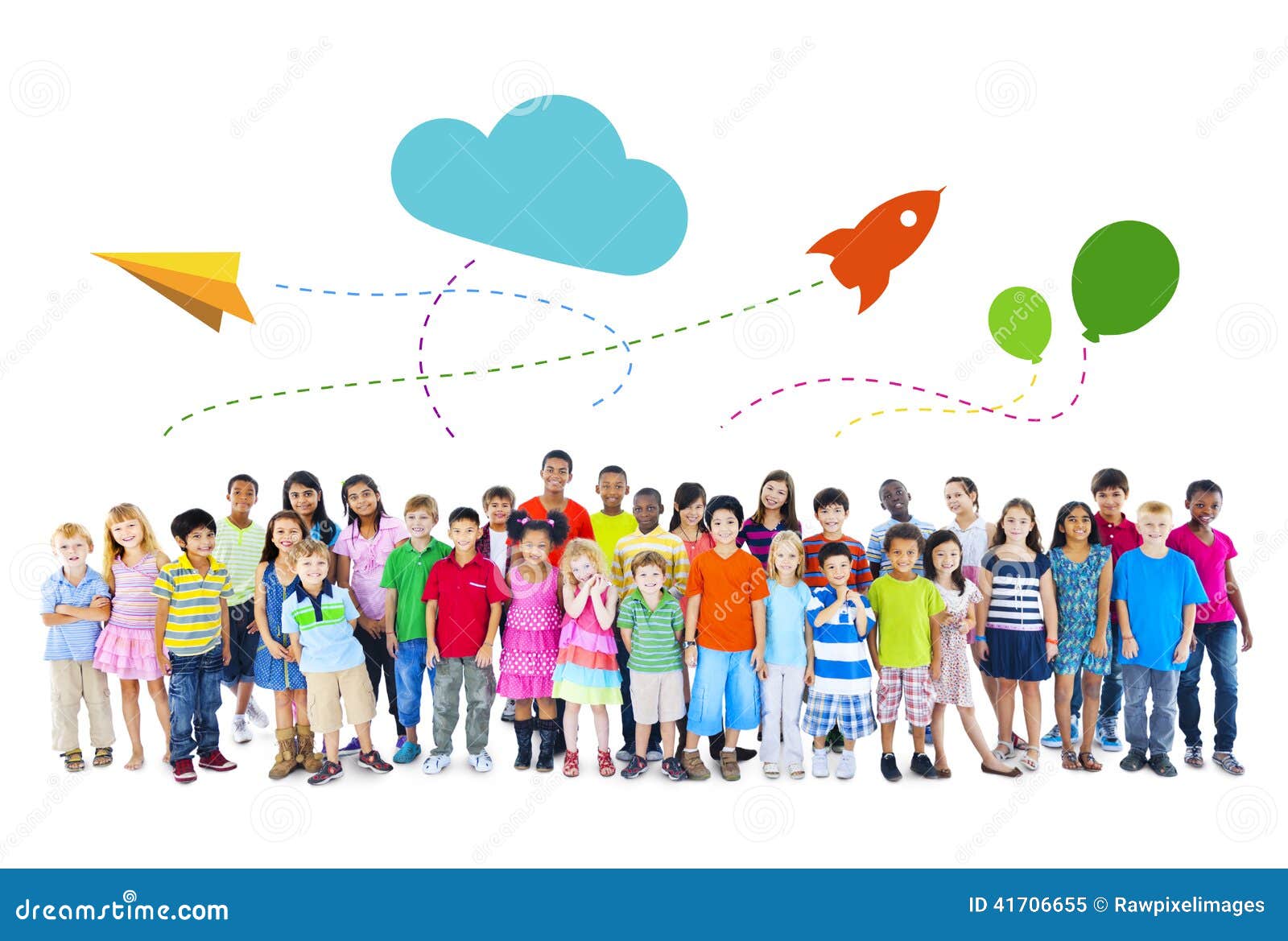 Large Group of Multiethnic Children Childhood Activities Stock Image ...