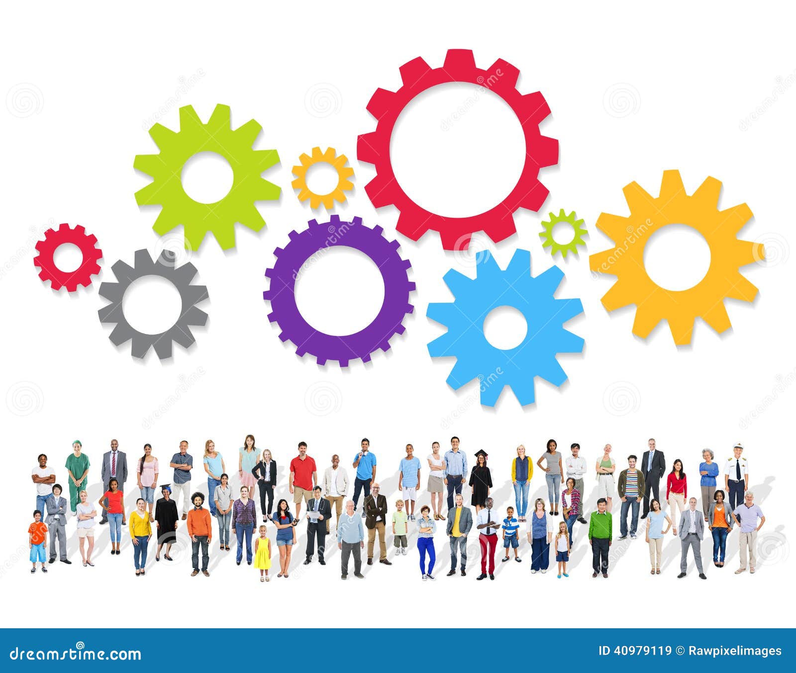 Large Group of Multiethnic People with Teamwork Symbol Stock Image ...