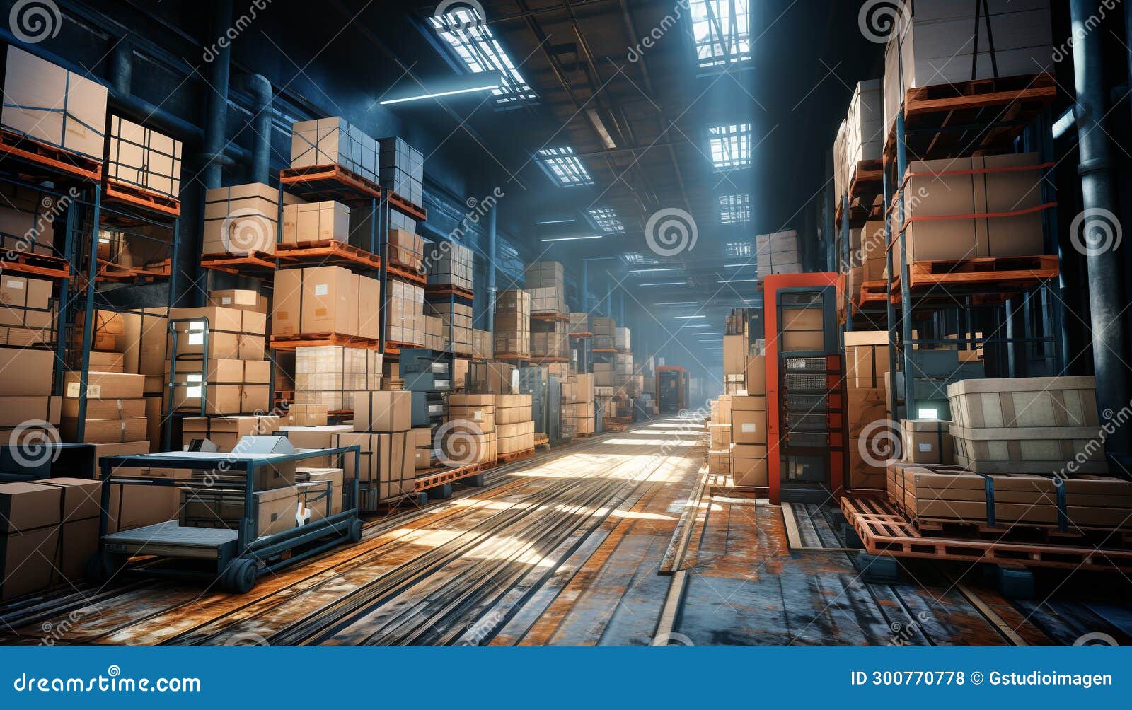 Large Group of Objects Inside a Warehouse, Delivering Merchandise ...