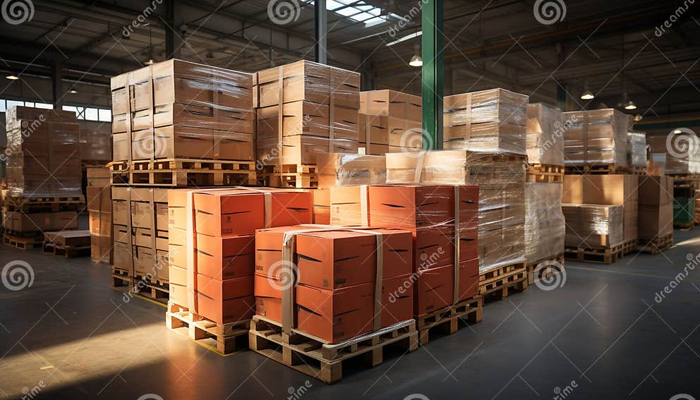 Large Group of Objects in a Warehouse, Stacking Merchandise for ...