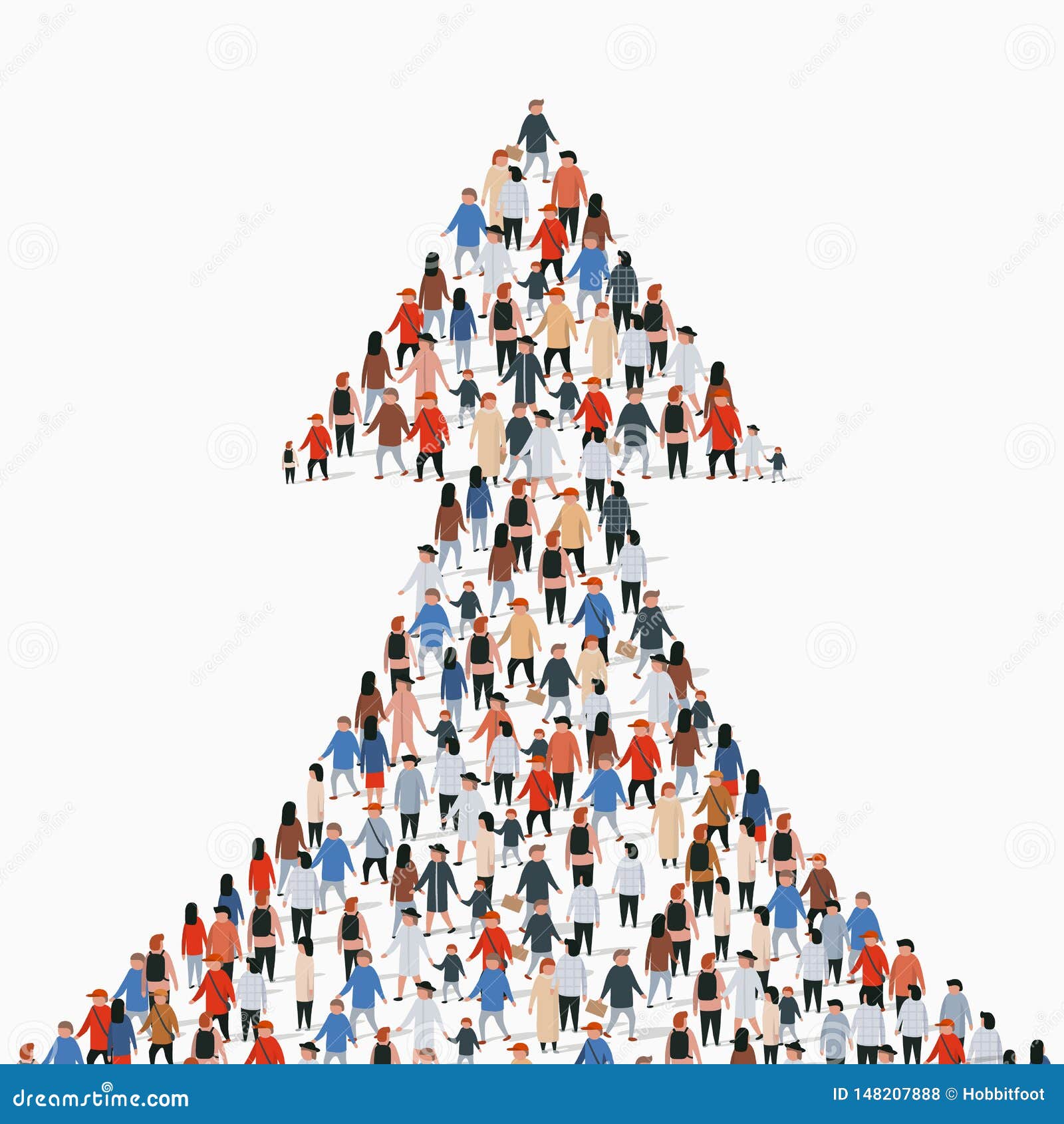 Large Group of People in an Arrow. Stock Vector - Illustration of ...