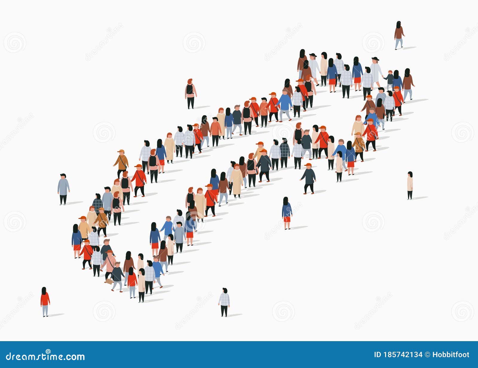 Large Group of People in an Arrow. Stock Vector - Illustration of grow ...