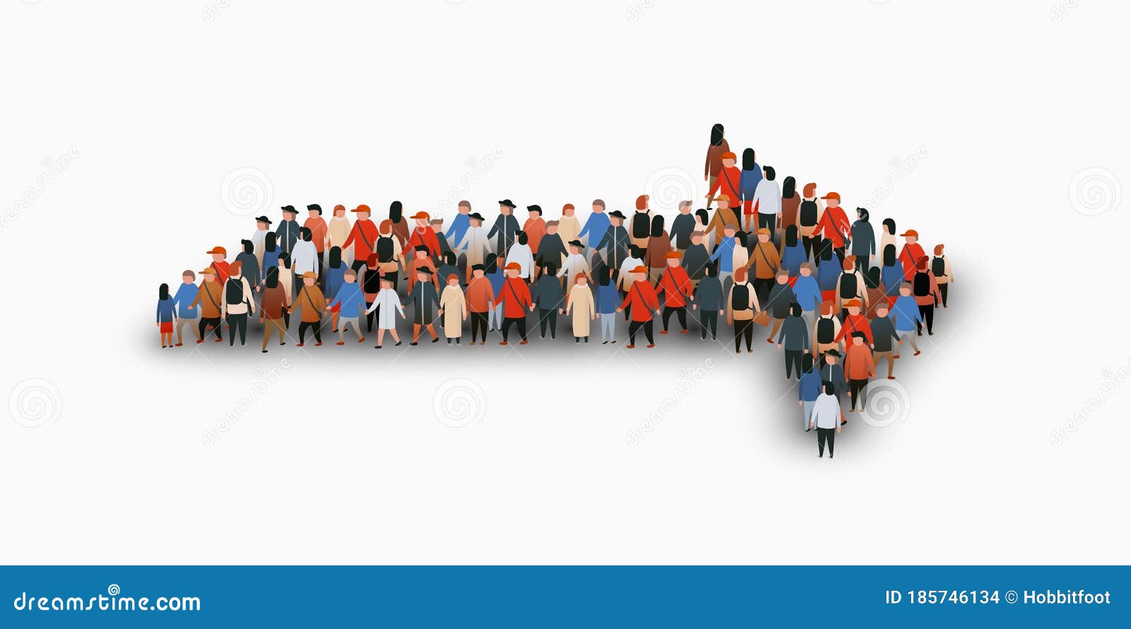 Large Group of People in an Arrow Shape. Stock Vector - Illustration of ...