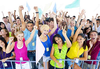 Large Group of People Celebrating Stock Image - Image of convention ...