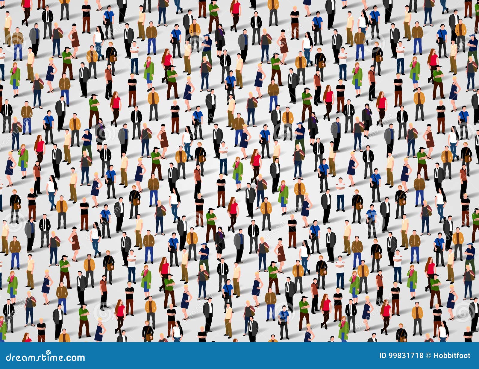 Large Group of People Crowded on White Background. Stock Vector ...