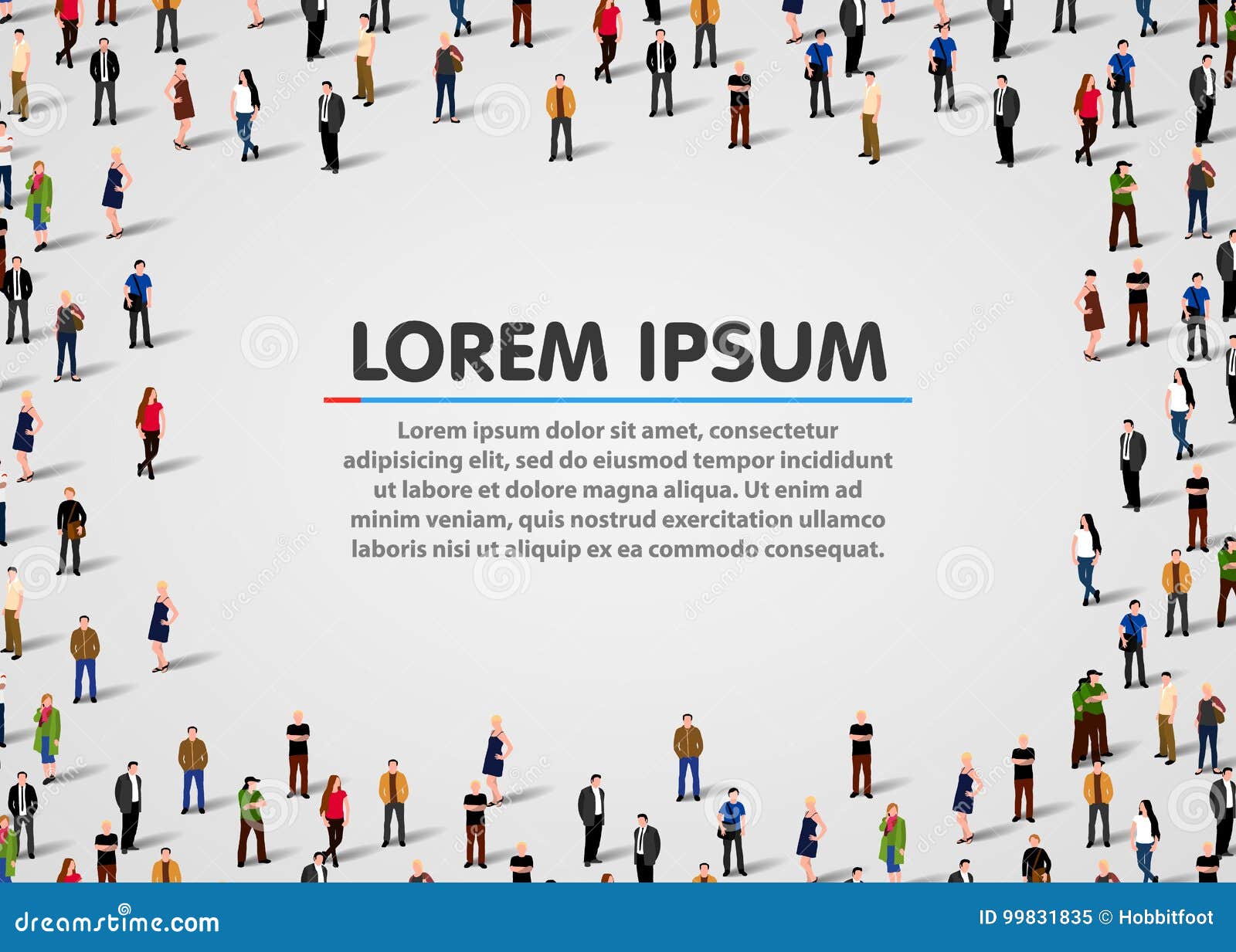 Large Group of People Crowded on White Background. Stock Vector ...