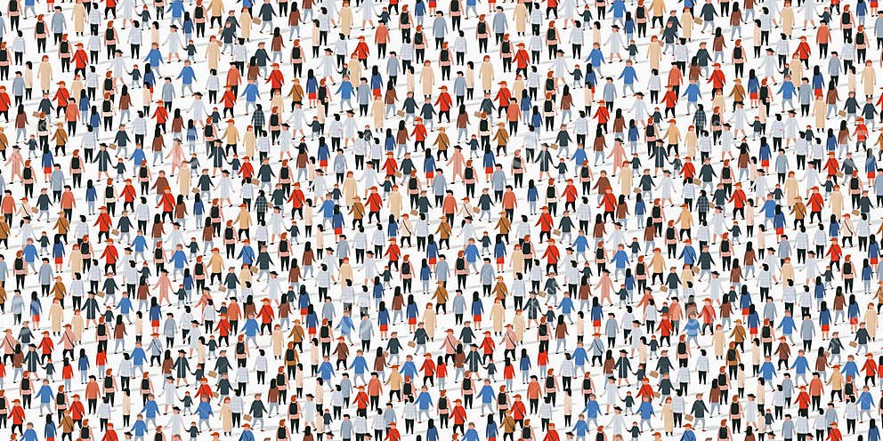 Large Group of People Crowded on White Background Stock Vector ...