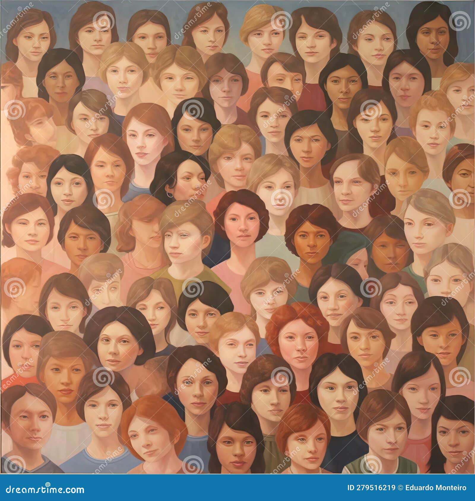 Large Group of People Faces Stock Illustration - Illustration of people ...