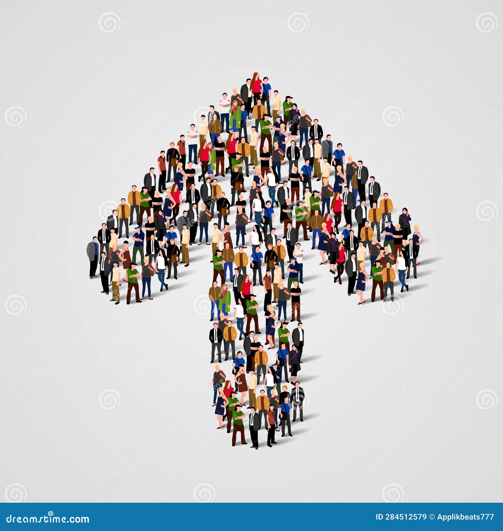 Large Group of People in the Arrow Form Stock Vector - Illustration of ...