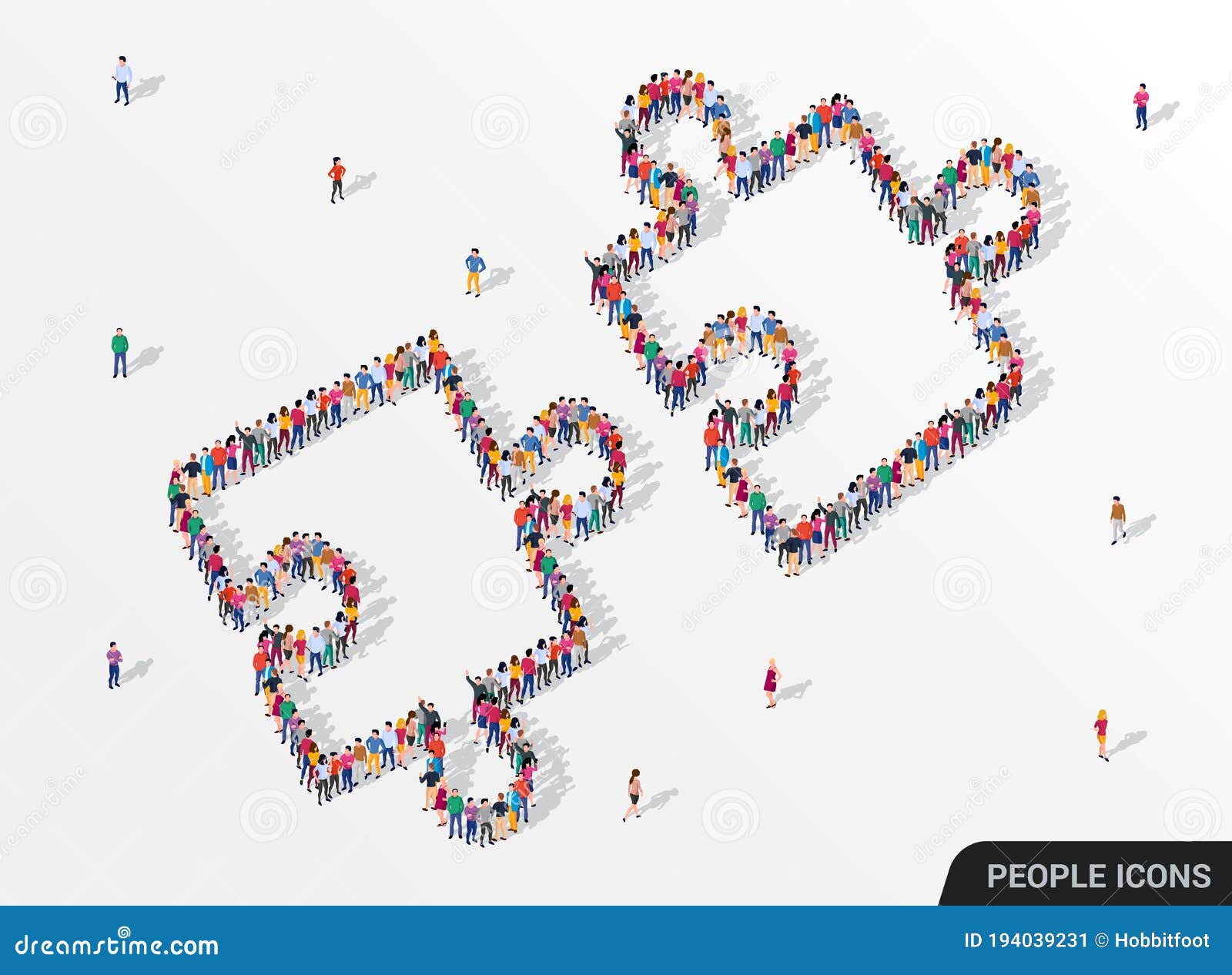 Large Group of People in the Form Jigsaw Puzzle. Partnership Concept ...