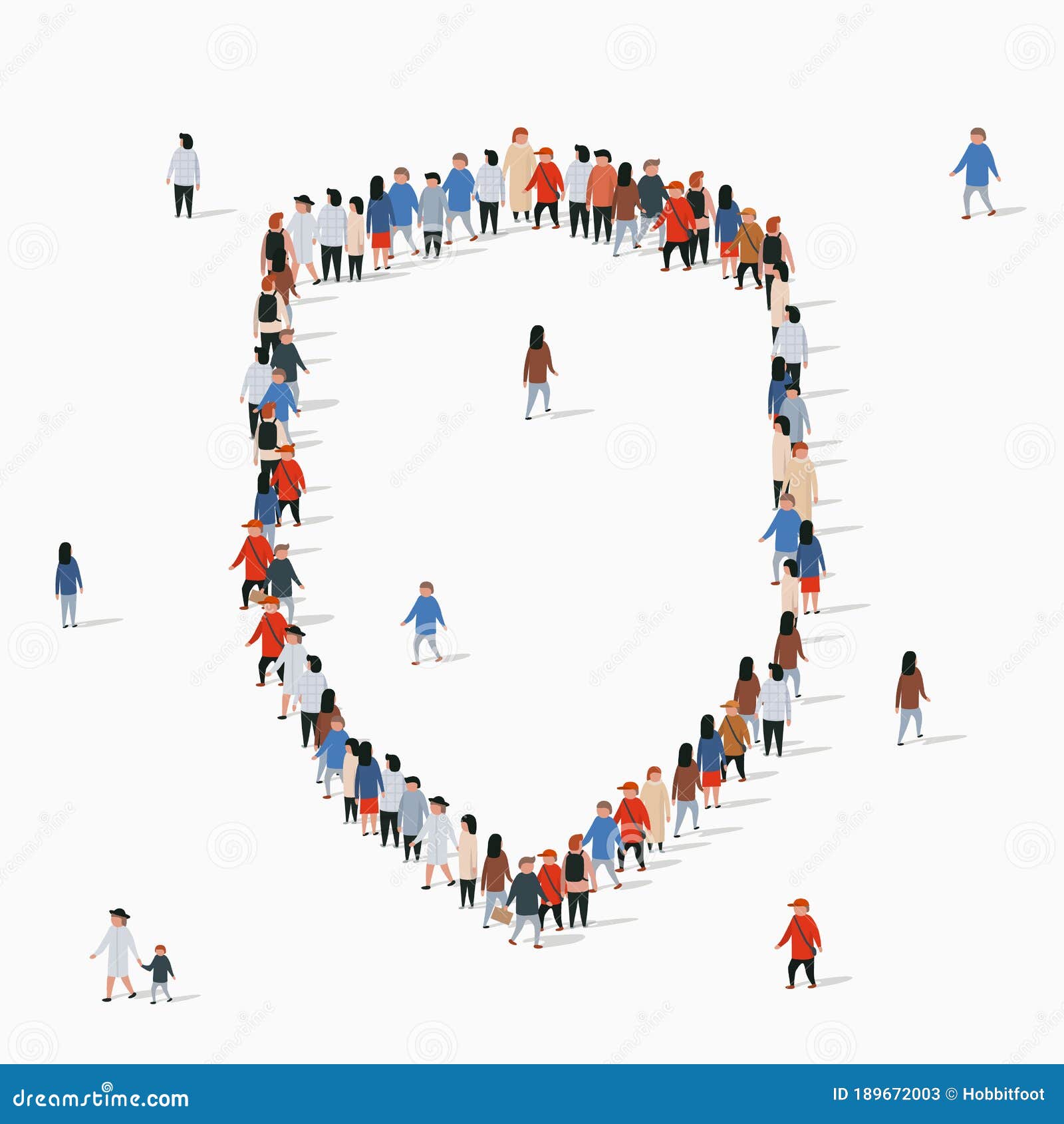 Large Group of People in Form of Shield. Protection and Safety Concept ...