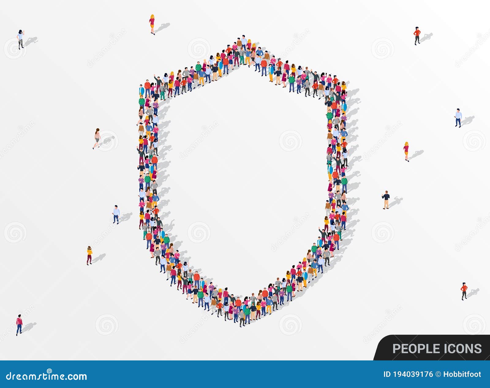 Large Group of People in Form of Shield. Protection and Safety Concept ...
