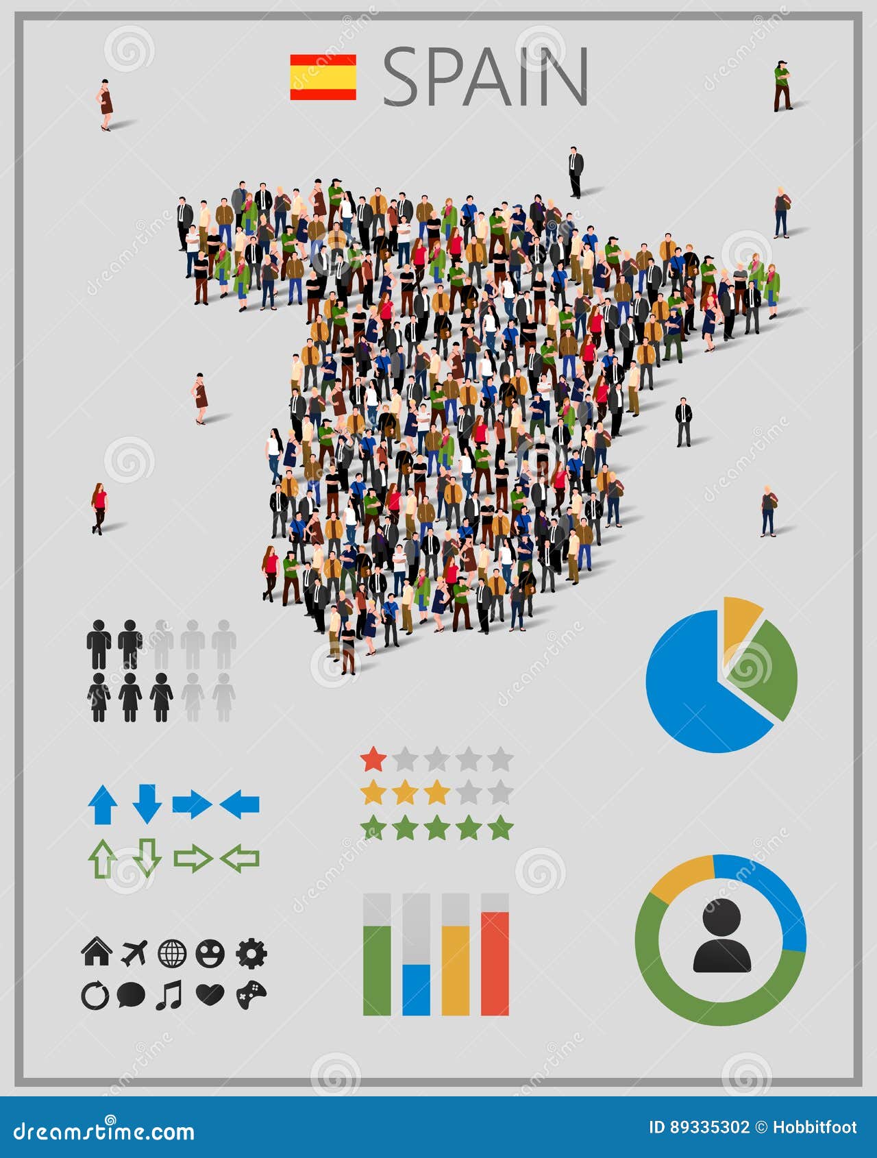 Infographics Of Spain Map, Individual Regions Blank Cartoon Vector ...