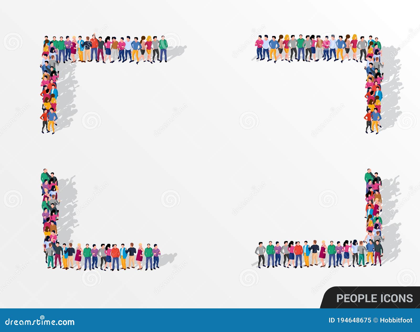 A Large Group of People in the Form of Square Frame. Stock Vector ...
