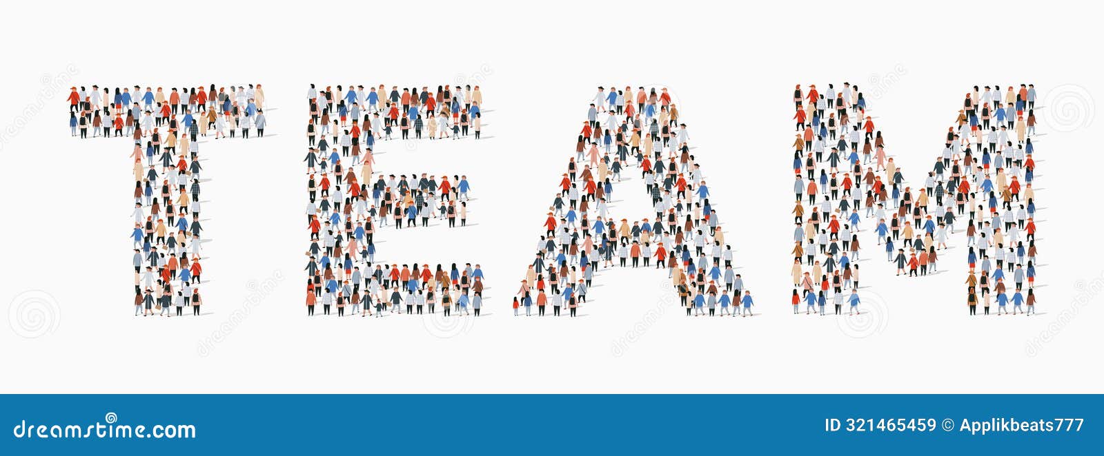 Large Group of People in Form of Team Word Stock Vector - Illustration ...