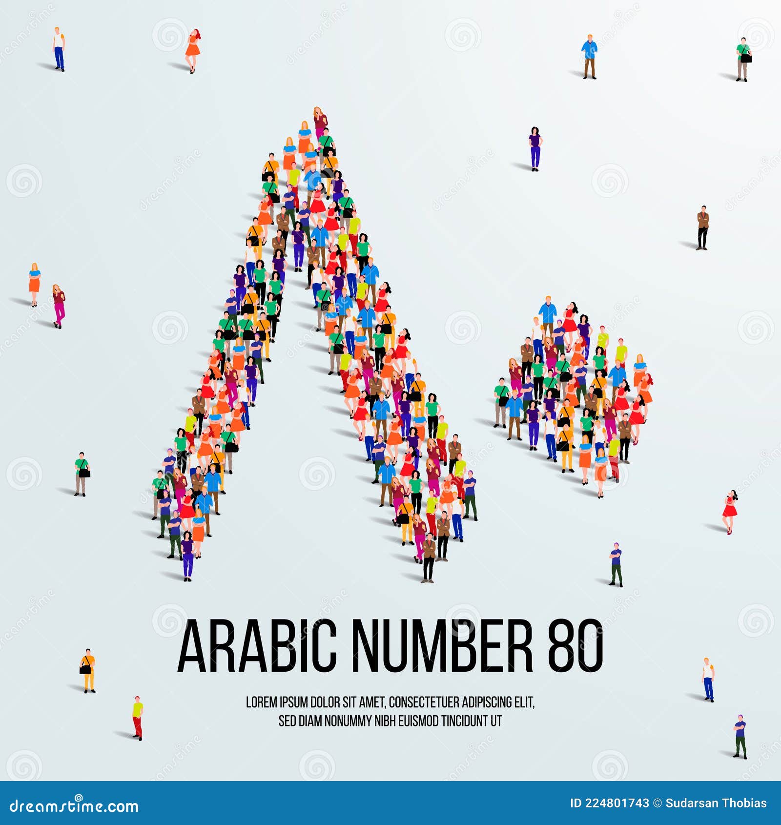 Large Group of People Form To Create the Number 80 or Eighty in Arabic ...