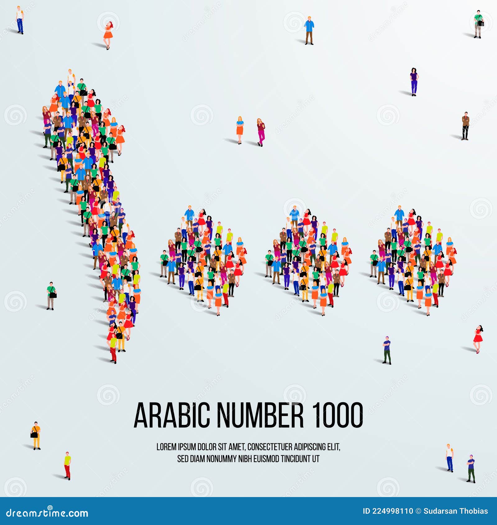 Large Group of People Form To Create the Number 1000 or One Thousand in ...