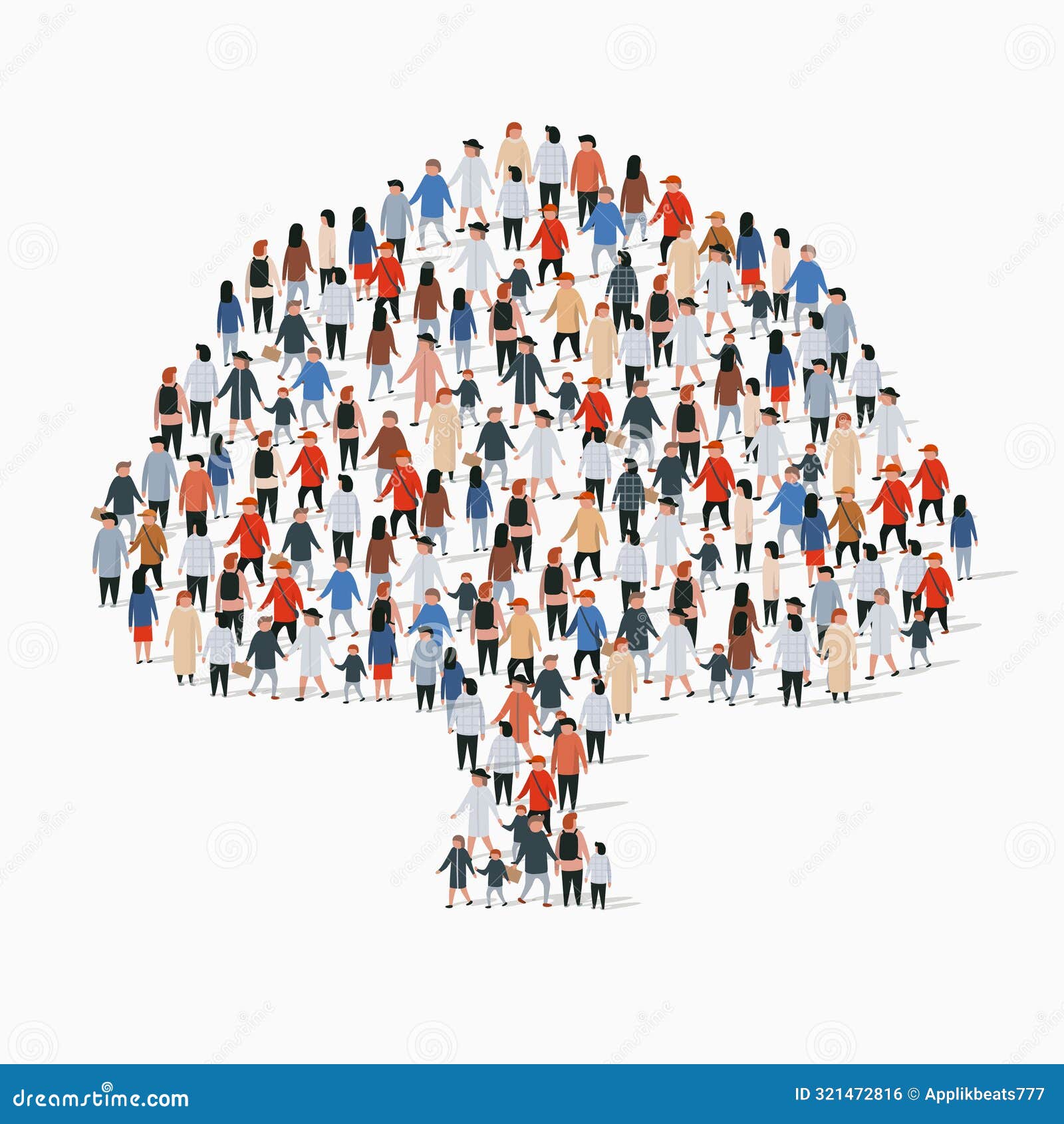 Large Group of People in Form of Tree Stock Vector - Illustration of ...