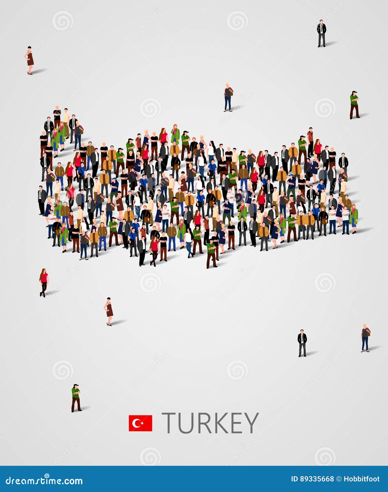 Large Group of People in Form of Turkey Map. Background for ...