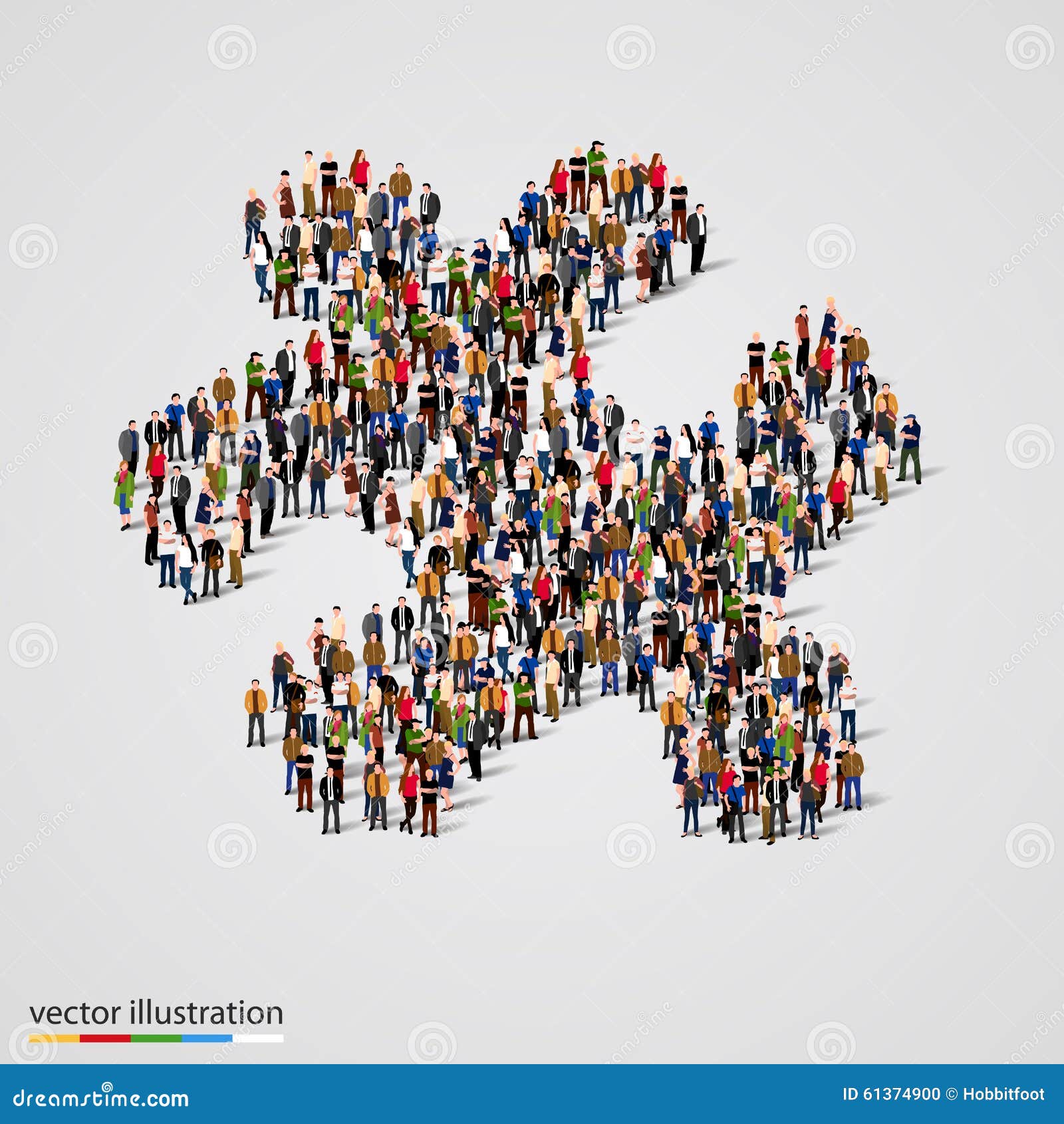 Large Group of People Forming the Puzzle Shape. Vector Stock Vector ...