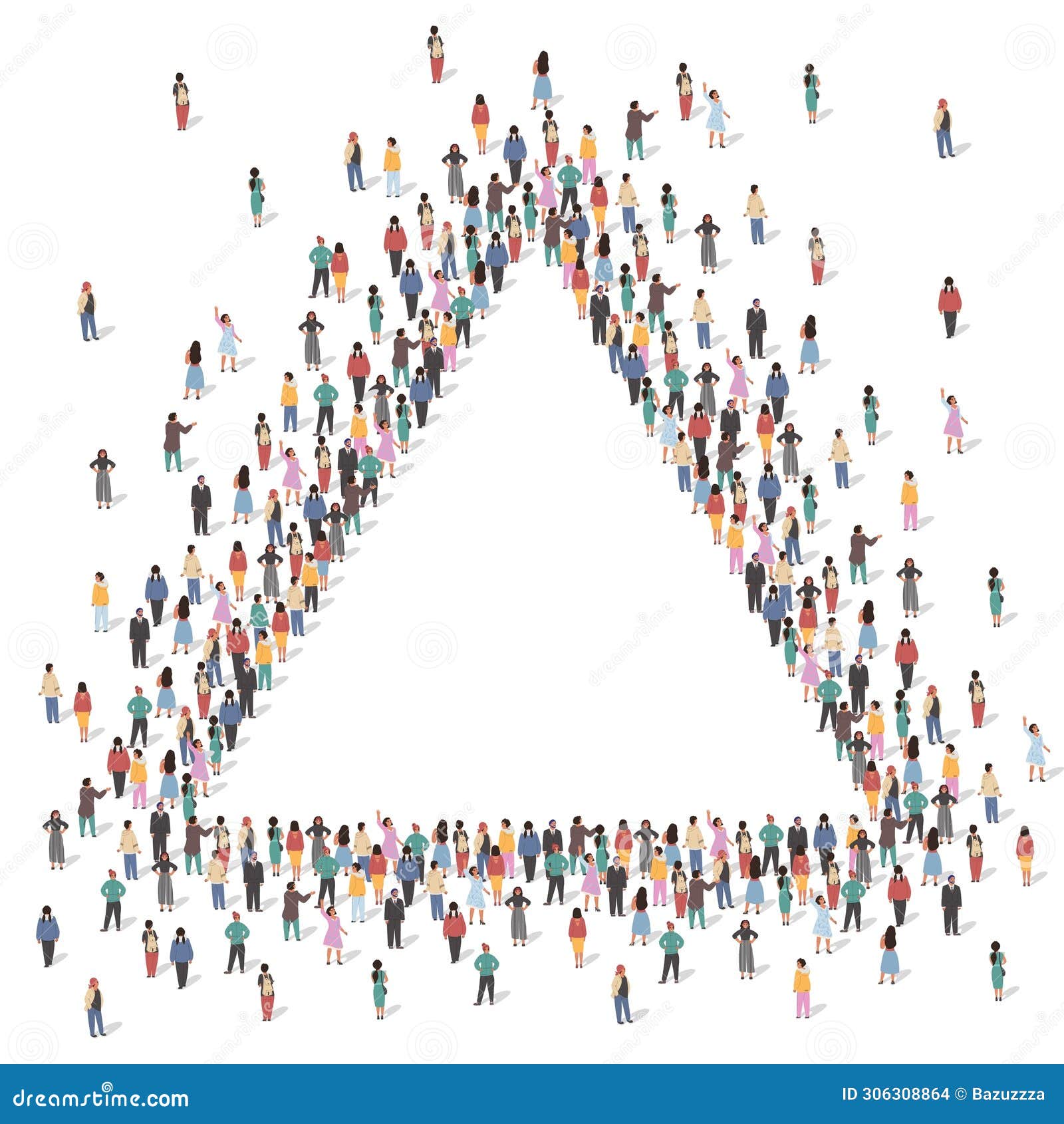 Large Group of People Forming Triangle Geometry Shape Frame Stock ...