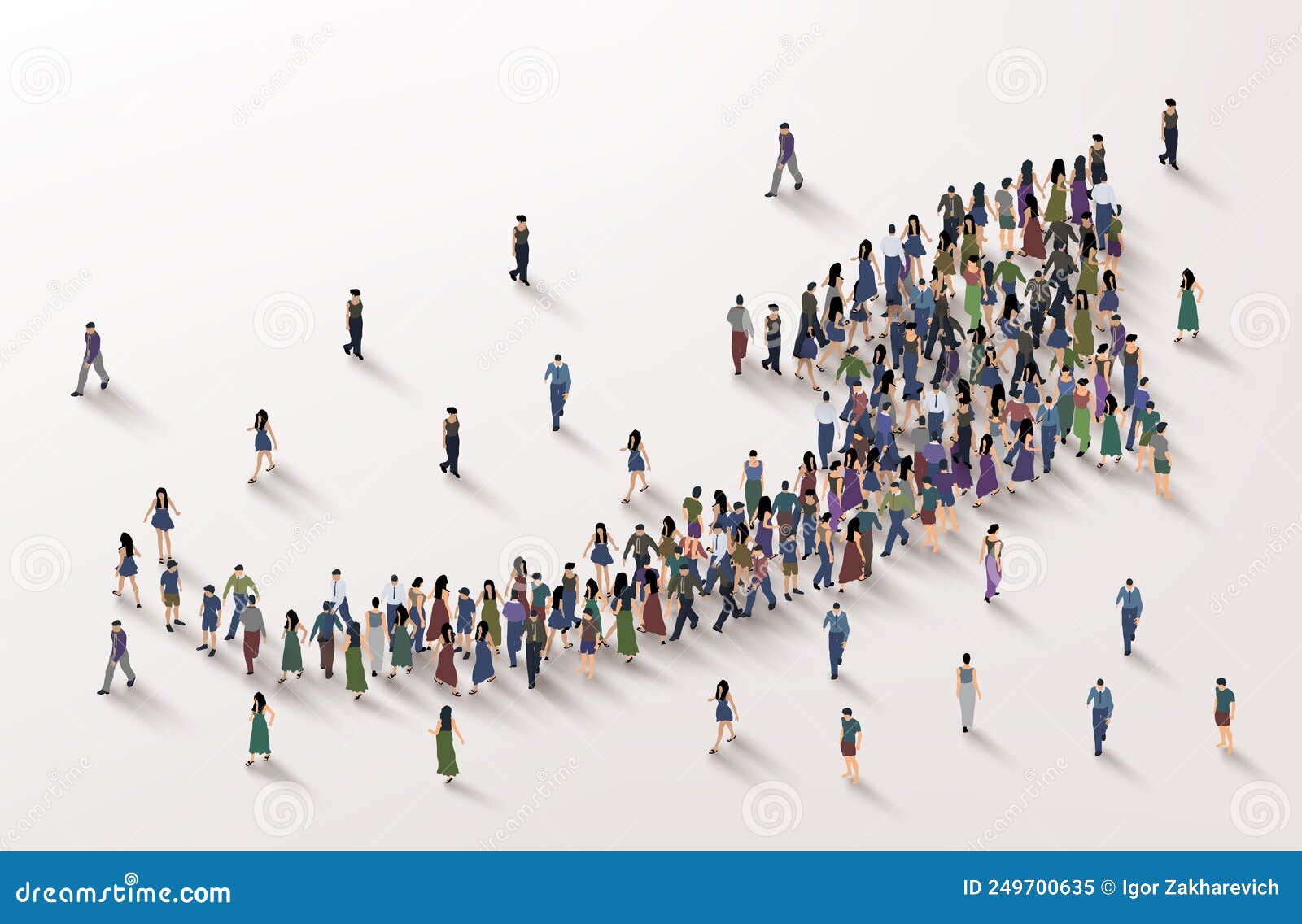 Large Group of People Gathered Together As an Arrow Symbol. People ...