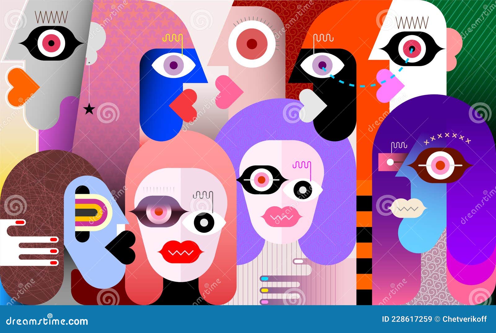 Large Group of People Gradient Stock Vector - Illustration of male ...