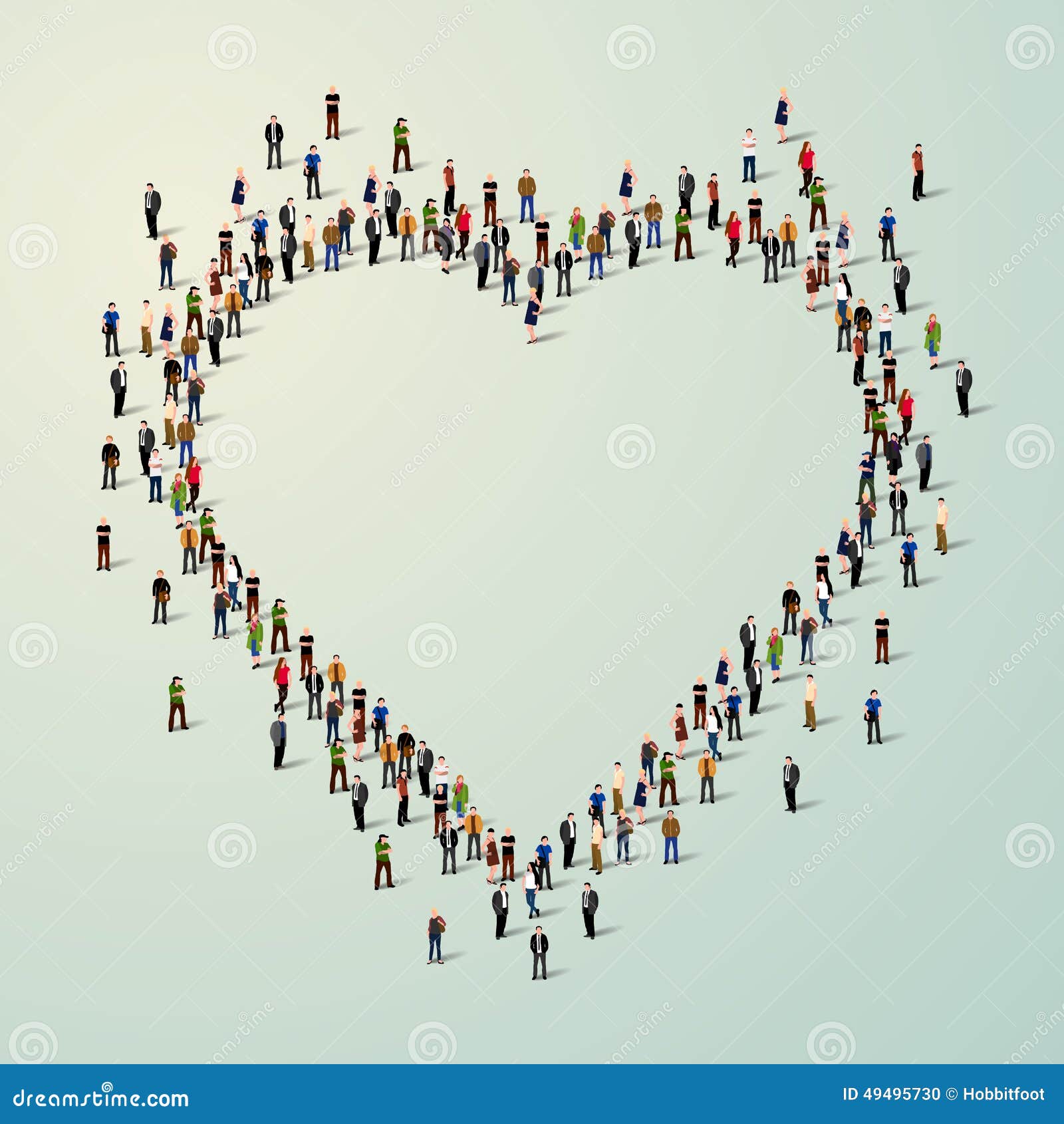 Large Group of People in Heart. Stock Vector - Illustration of ...