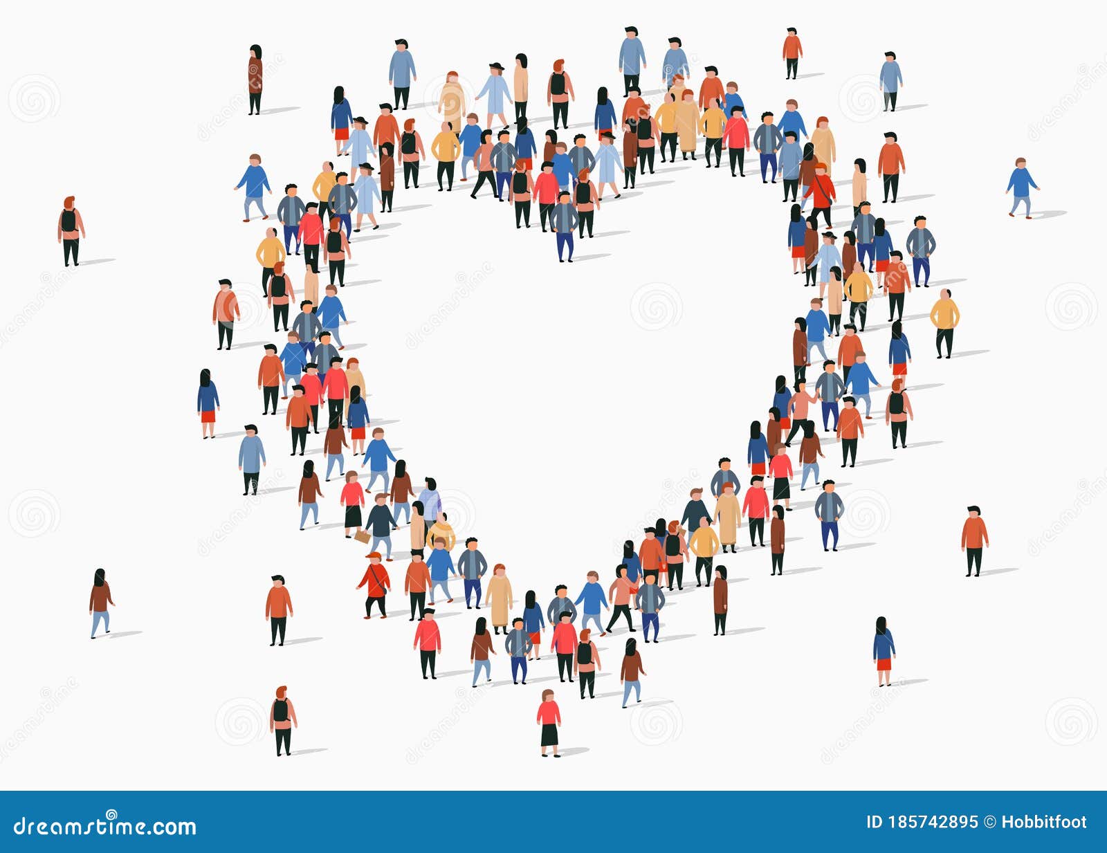 Large Group of People in the Heart Sign Shape. Stock Vector ...