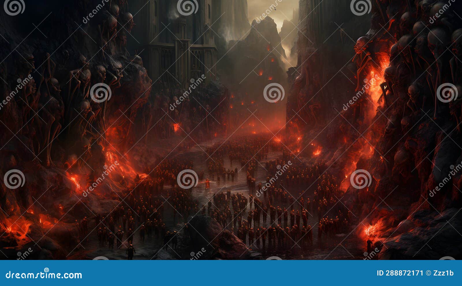 A Large Group of People in Hell Dimension, Neural Network Generated ...