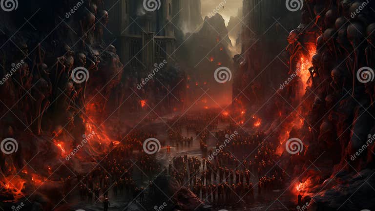 A Large Group of People in Hell Dimension, Neural Network Generated ...