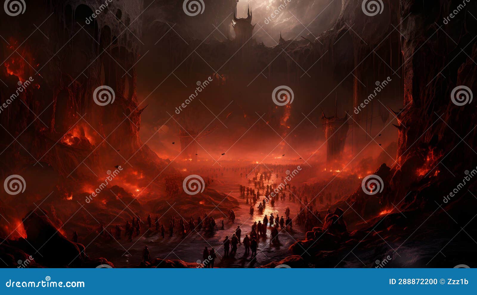 A Large Group of People in Hell Dimension, Neural Network Generated ...