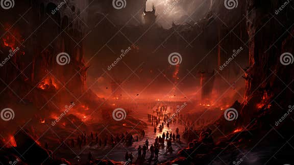 A Large Group of People in Hell Dimension, Neural Network Generated ...