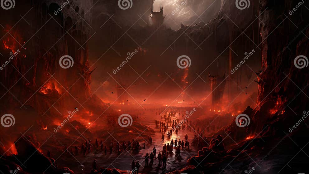 A Large Group of People in Hell Dimension, Neural Network Generated ...