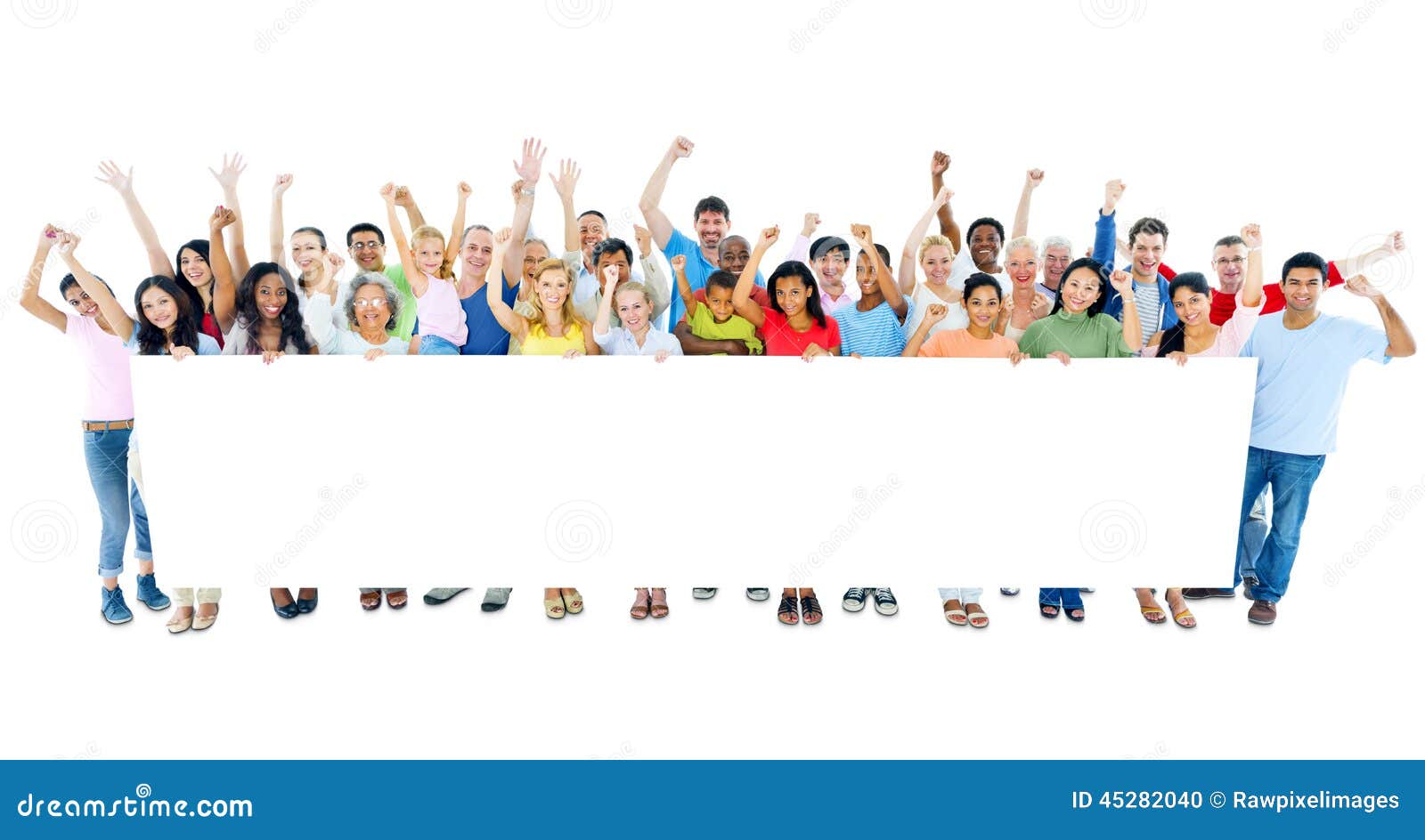 Large Group of People Holding Placard Stock Photo - Image of isolated ...