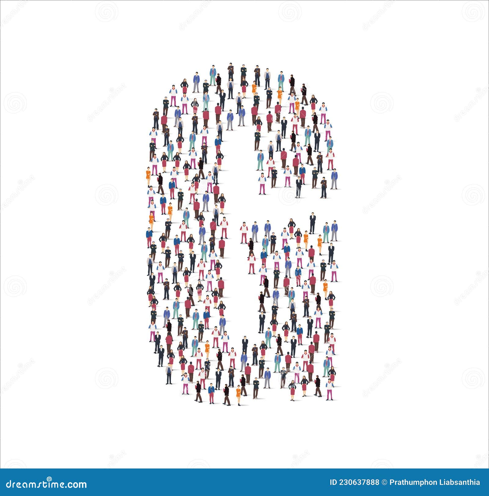 Large Group of People Illustration Flat. Forming the Consonant G Symbol ...